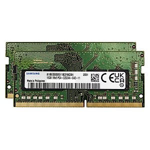 Factory Original 32GB (2x16GB) Compatible for HP Pavilion, Envy x360 Laptop Notebook Memory Module RAM DDR4 3200MHz PC4-25600 SODIMM 1Rx8 CL22 1.2v P/N: 13L75AA Adamanta