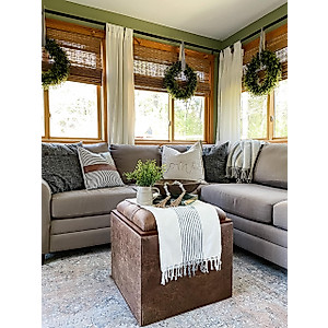 Distressed Vegan Leather Storage Ottoman with Built in Coffee Table Tray, Chestnut Brown, Use as a Bed Bench, Entryway Bench, Living Room Footstool,Tufted Upholstery from Design 59