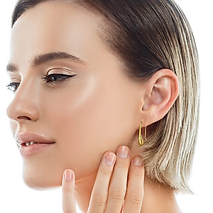 Hoops & Loops Yellow Gold Flash Sterling Silver Teardrop Polished Hook Earrings