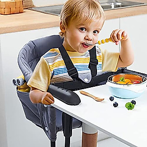 Fookens Hook On Baby High Chair, Clip On High Chair for Babies and Toddlers, Removable Babies High Chair That Attaches to Table, Foldable Baby Feeding Seat for Home and Travel Dining Table (Gray)