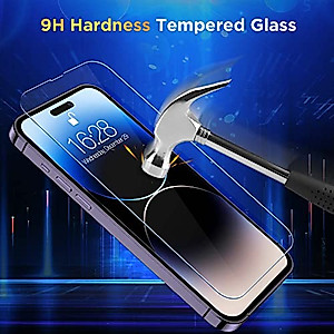 [3+3 Pack] Totexil Screen Protectors for iPhone 14 Pro 6.1 inch with Camera Lens Protectors, Ultra HD Screen Tempered Glass, Full Coverage, Scratch Resistant, 9H Hardness,Easy Install,Bubble Free