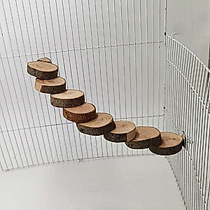 Bird Platform Perch Playground for Budgie Parakeet, Cage Natural Wood Play Stand Parrot Flat Perches for Large Birds, Birdcage Ladder Climbing Toy 8 Step