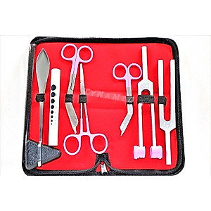 New Premium Set of 7 pcs Reflex Percussion Taylor Hammer Penlight Tuning Fork C 256 C 512 Bandage Scissors 5.5 and 4.5 Inches Hemostat Forceps 5.5 Inches CYNAMED