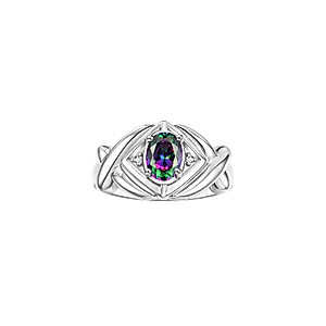 Rylos Rings for Women Sterling Silver Ring XOXO Hugs & Kisses 7X5MM Gemstone & Diamond June Alexandrite Jewelry Size 7