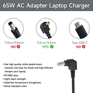 65w Laptop Charger for Toshiba Satellite A205 A215 A655 C55 C55D C55T C655 C675 C855 L55 L655 L675 L745 L755 L855 P755 S55 Toshiba Portege Z30 Z930 Z830 Satellite Radius 11 14 15 DC Power Supply Cord