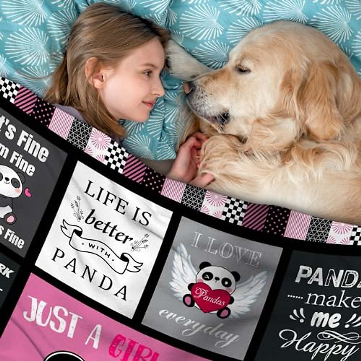Panda Blanket Gifts for Girls Women Soft Warm Flannel Panda Lovers Throw Blanket Panda Birthday Gifts for Adults Kids 50"x40"
