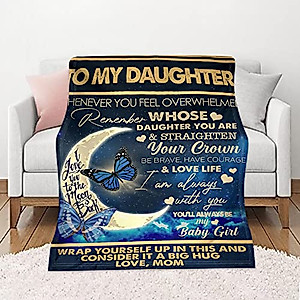 WOLMAZEN to My Daughter Blanket from Mom, Butterfly Blanket to My Daughter Blanket Gifts forBirthday Anniversary Christmas Wedding Graduation Gifts