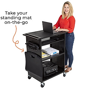 Line Leader Stellar AV Cart | Reimagine Your Teacher Cart with Revolutionary Pegboard Siding & 12 Movable Peg Hooks for Customizable Storage | UL Safety Certified Mobile Workstation with Keyboard Tray