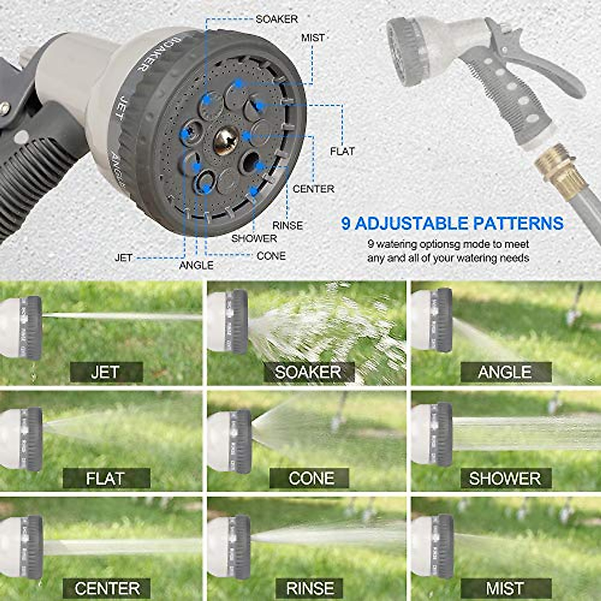 Twinkle Star Retractable Hose Reel, 65.6 FT+6.6 FT 5/8" Garden Hose Reel with 9 Pattern Nozzle, Heavy Duty Any Length Lock Slow Return System Auto Rewind, Wall Mounted 180 Degree Pivot Swivel Bracket