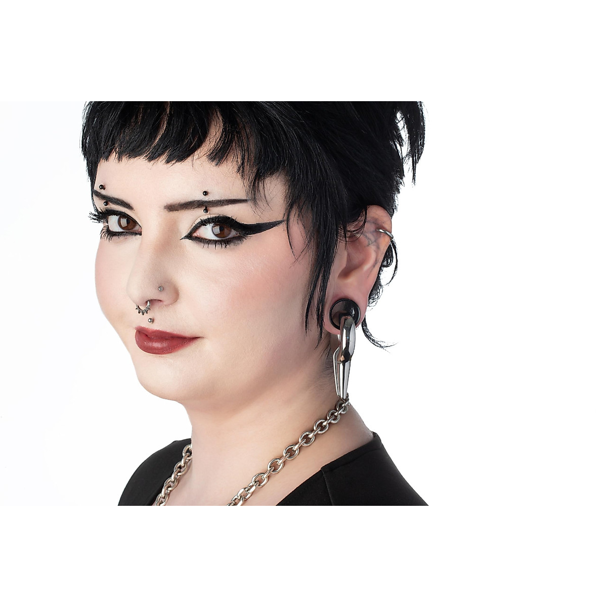 Pierced Owl Black Double Flared Tunnel Plugs in 316L Surgical Steel with Titanium IP, Sold as a Pair (25mm (1"))