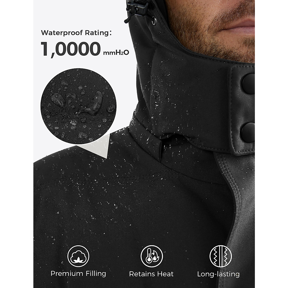 wantdo Men's Winter Thicken Puffy Coat Puffer Jacket with Removable Hood (Black, X-Large)