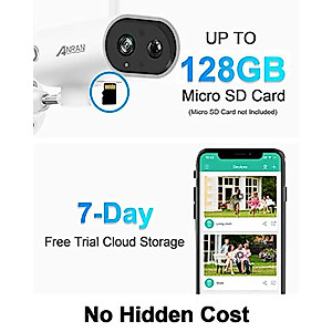 ANRAN Security Cameras Wireless Outdoor with PR 180°, 2K Solar Security Camera Outdoor with Solar Panel, PIR Human Detection, 2-Way Talk, Night Vision, IP65 Waterproof, Compatible with Alexa, S2 White