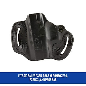 DeSantis Mini Slide Gun Holster, Fits SIG SAUER P365, P365 XL Romeo Zero, P365 XL, P365 SAS, Built from Leather, Pistol Holster with an Adjustable Tension Device, Black, Right Fitment