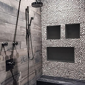 ZHAIUPON Shower Niche 12" x 12", Stainless Steel Wall Shower Niche No Tile Needed,Black Single Shelf Recessed Shower Shelf for Home Bathroom Storage Soap Niche