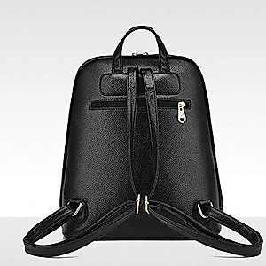 Satchels Women Leather Backpacks for Girls School Backpack Female Travel Shoulder Bagpack Ladies Casual Daypacks (Color : Black)