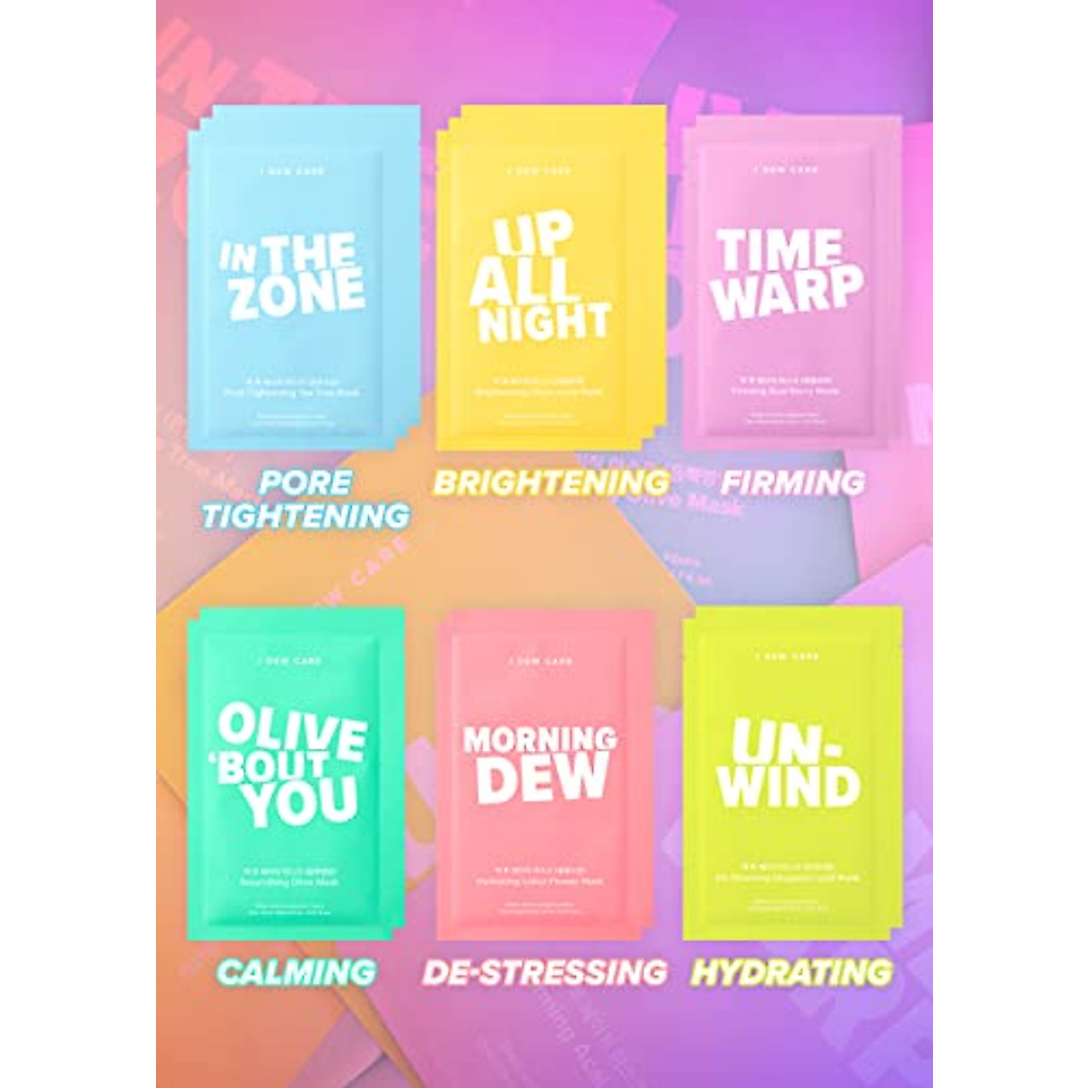 I DEW CARE Sheet Mask Pack - Let’s Get Sheet Faced | Mother's Day, 14-Day Intense Skincare Makeover with Collagen, Tea Tree Oil, Eucalyptus, Lotus Flower, 14 Count