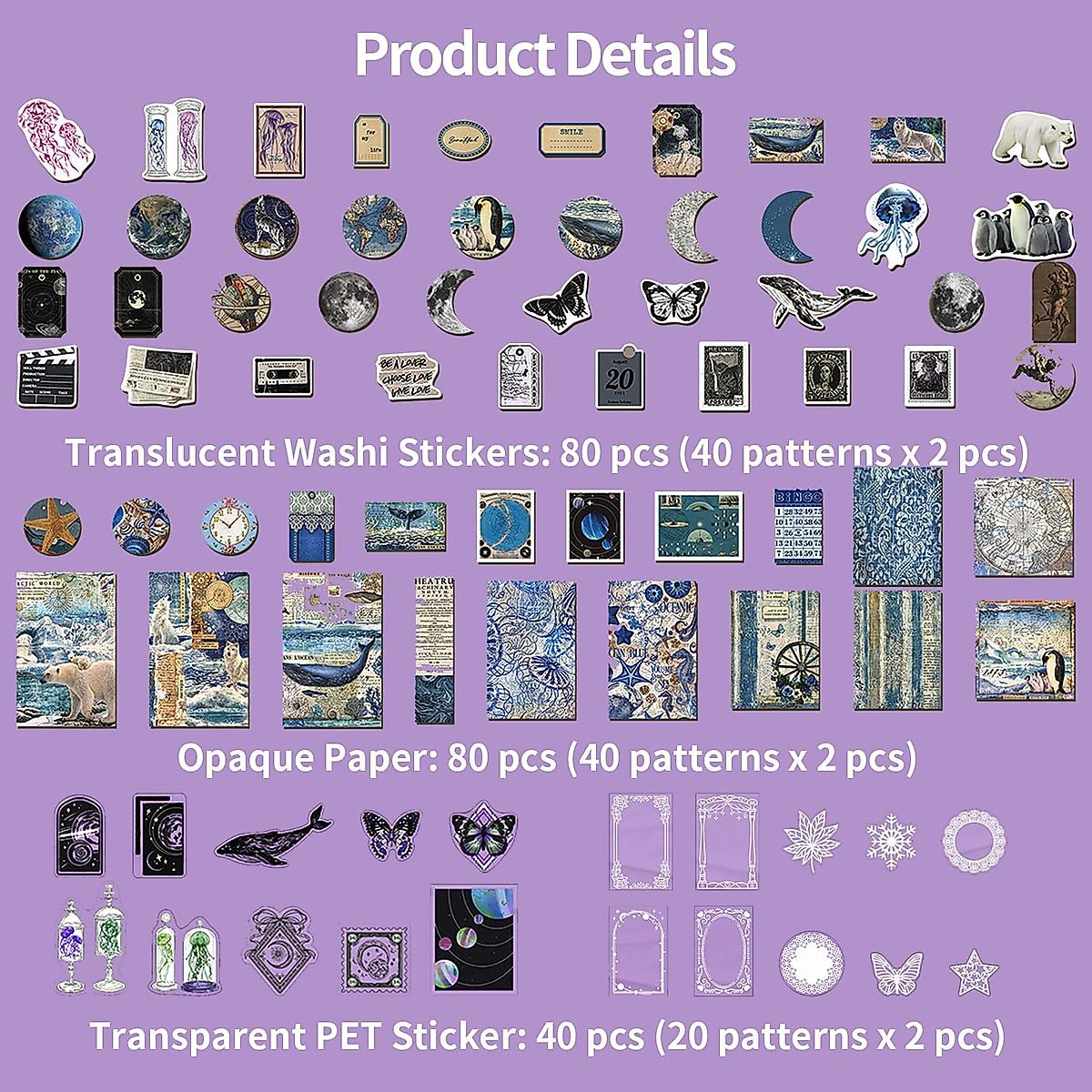 200 Pieces Vintage Scrapbook Kit Scrapbook Stickers Journaling Stickers for Scrapbooking Materials, Planner DIY Arts Craft Collage