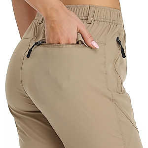 Womens Khaki Golf Pants Quick Dry Travel Nylon Cargo Waterproof Hiking with Pockets Small