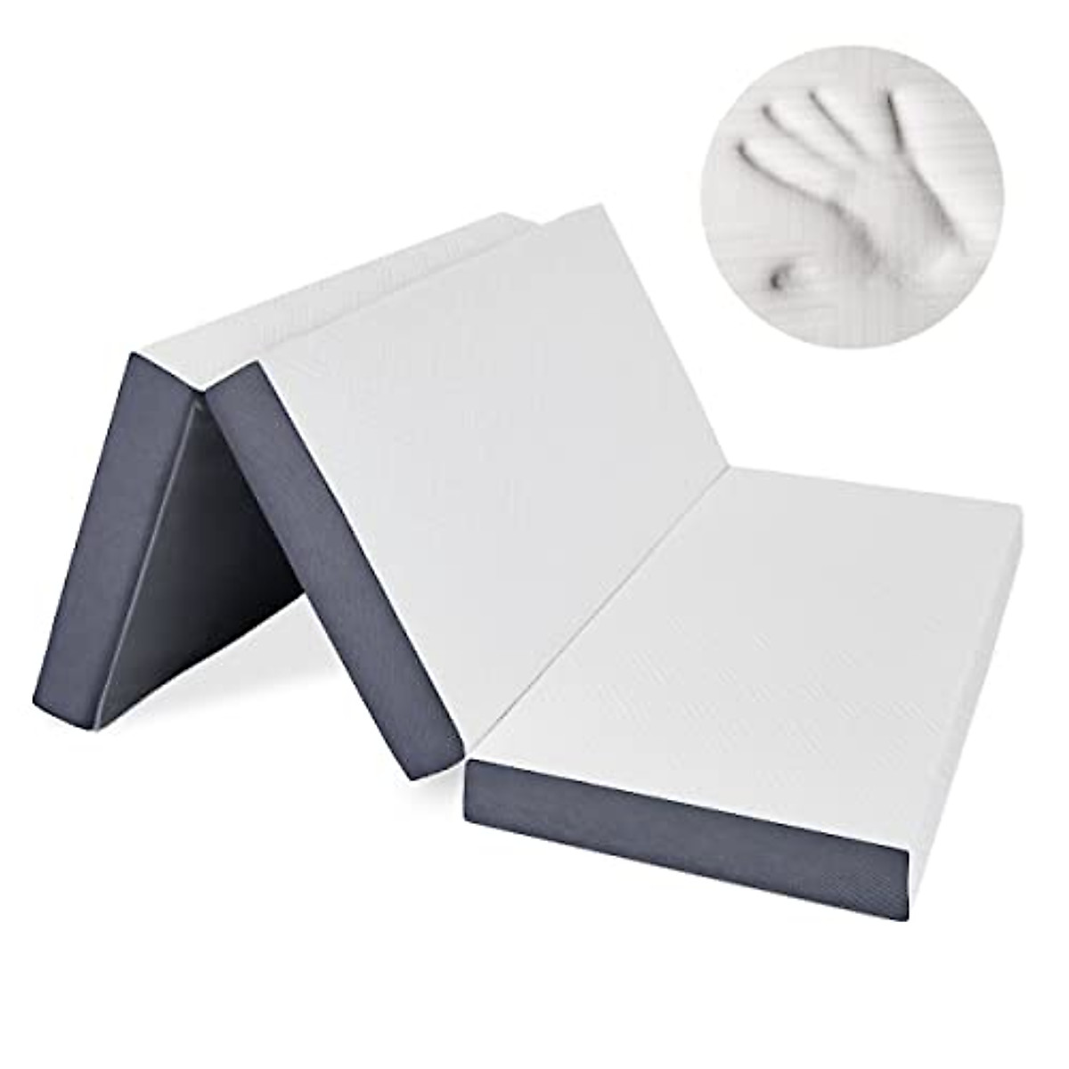 Heyward Luxury 6” Memory Foam Trifold Mattress | Queen, Portable Space Saver, Firm, CertiPUR-US Certified | Washable Bamboo Jacquard Ventilated Material w/Non-Slip Base | 78”L x 58”W x 6”H