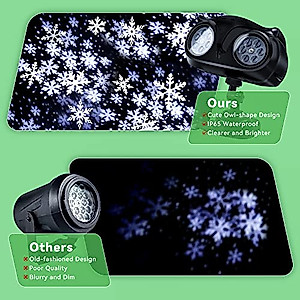 Christmas Snowflake Projector Lights Outdoor White LED Snowfall Christmas Lights Waterproof Snow Flurries Landscape Decorative Lighting for Xmas Holiday Party Garden Patio Indoor Home Decoration