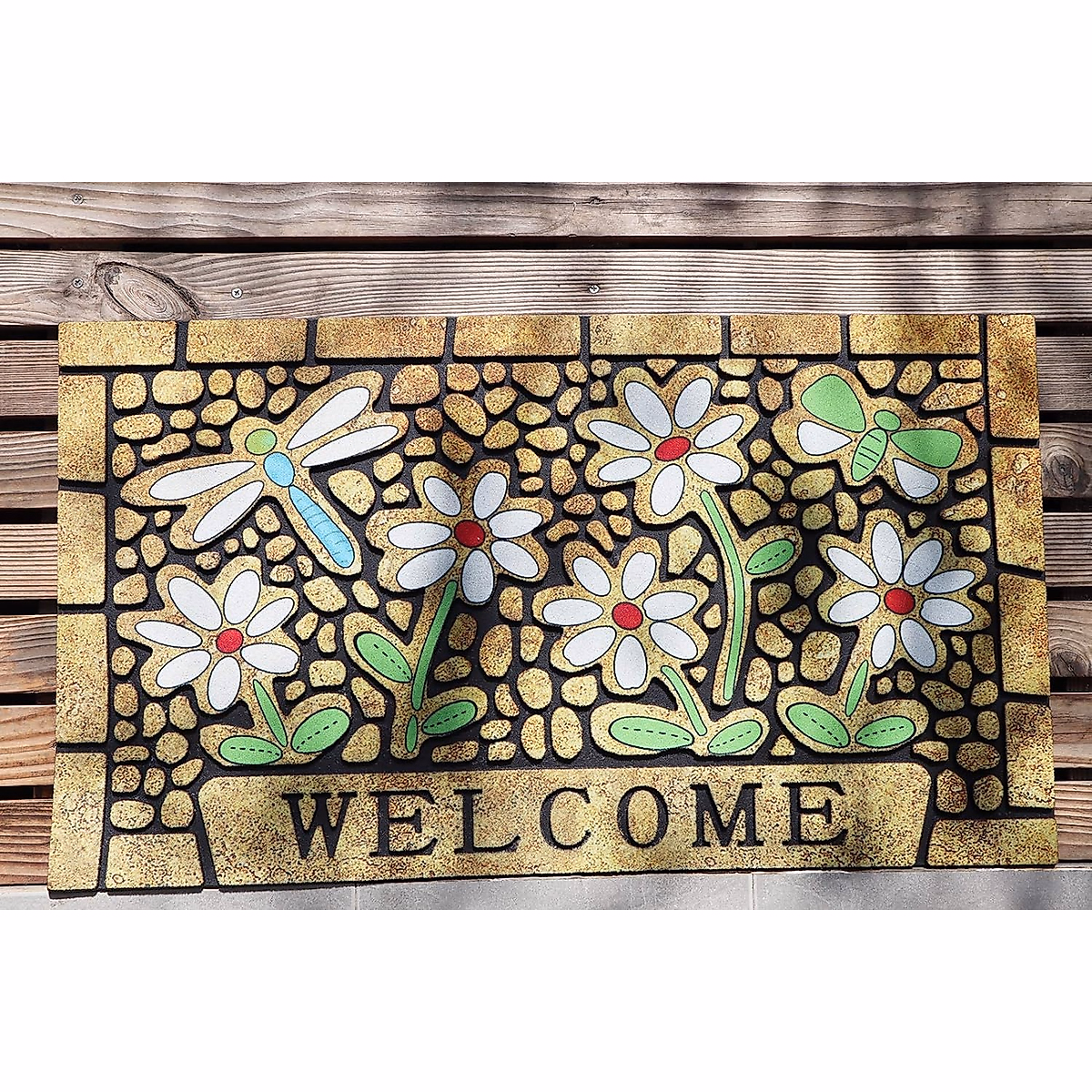 CHICHIC Door Mat, Welcome Mat 17x 30 Inch Front Door Mat Outdoors for Home Entrance Outdoors Mat for Outside Entry Way Doormat Entry Rugs, Heavy Duty Non Slip Rubber Back Low Profile, Dragonfly