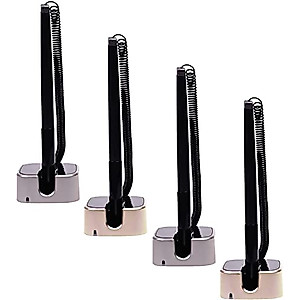 SoftRound 4 Pcs Desktop Gel Ink Pen/Counter Pens with Adhesive-Backed Base, Black Ink, Random Color