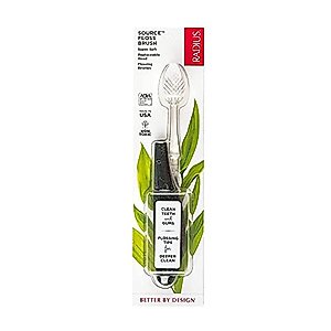 RADIUS Toothbrush Source Floss Brush BPA Free & ADA Accepted Improve Gum Health & Reduce Gum Issues - Super Soft - Money - Pack of 1
