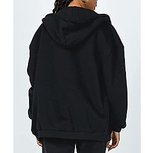 Trendy Queen Hoodies for Women Fall Clothes 2023 Zip up Oversized Sweatshirt Fleece Jackets Long Sleeve Comfy Winter Clothes Teen Girls Fashion Cute Y2K Clothing Black