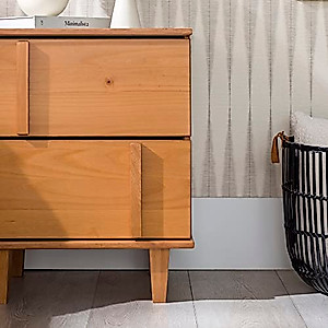 Walker Edison Sprague Contemporary Detailed Drawer Solid Wood Nightstand, 20 Inch, Caramel