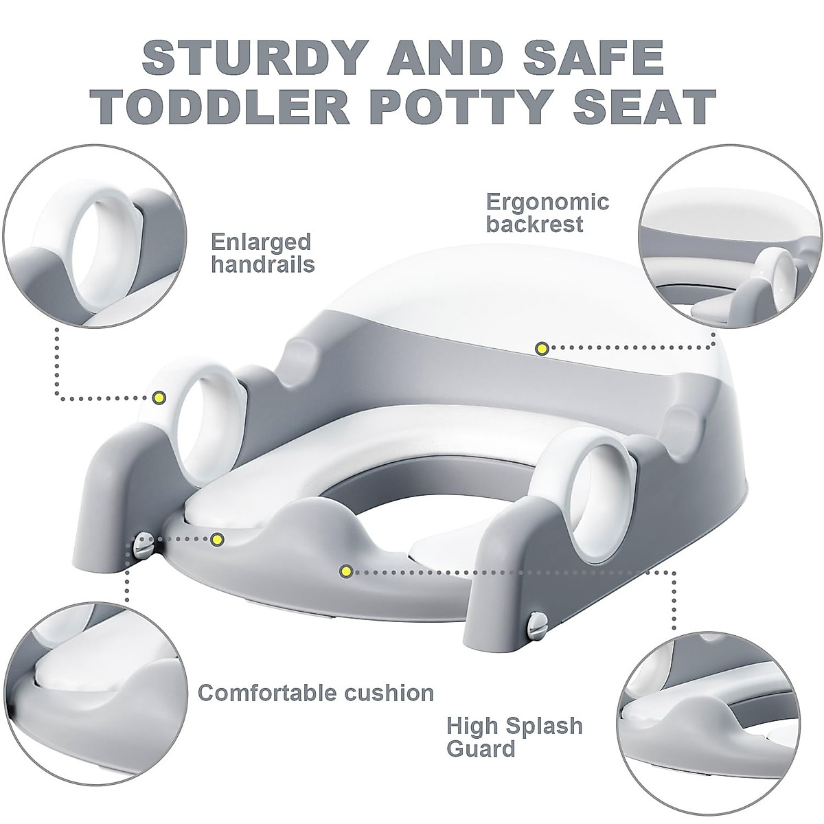 Potty Training Seat with Step Stool Ladder, Toddlers Potty Training Toilet for Kids Boys Girls (Gray/White)