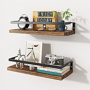 Fixwal 4 Set Floating Shelves Bathroom Shelves Wall Mounted Storage Shelves with Towel Bar for Living Room Kitchen Bedroom Bathroom Office Over Toilet