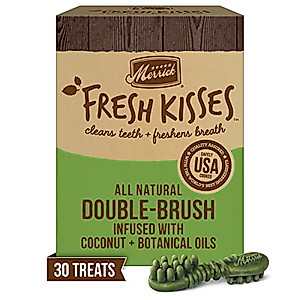 Merrick Fresh Kisses Natural Dental Chews Infused With Coconut And Botanical Oils For Medium Dogs 25-50 Lbs - 30 ct. Box
