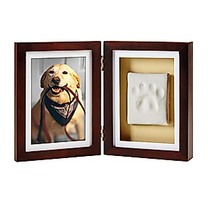 Pearhead Dog or Cat Pawprint Tabletop Photo Frame With Clay Imprint Kit, Tabletop Pet Keepsake Picture Frame, Paw Print Making Kit Included, 4" x 6" Photo Insert, Espresso