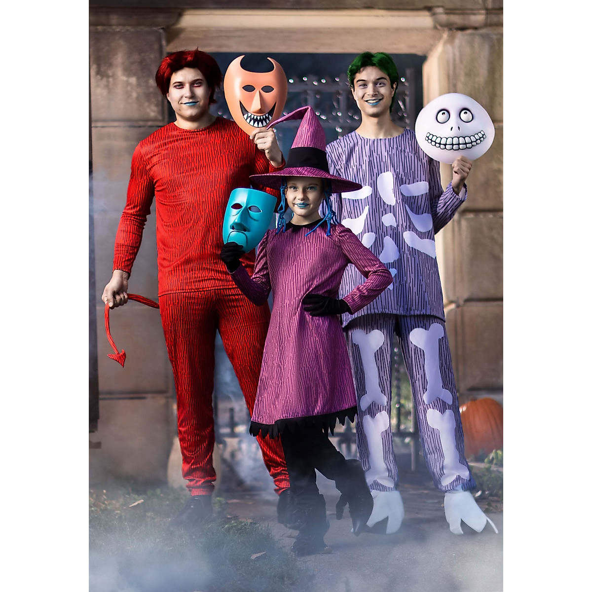 Adult Disney Lock Costume | Mens Nightmare Before Christmas Oogie Boogie's Gang Devilish Trick or Treater Full Outfit Large Red