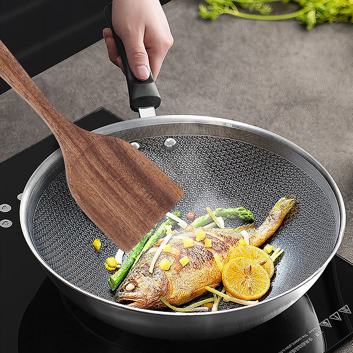 1 Set Reusable Utensils Kitchen Utensils Wood Utensils Wooden Utensils Wood Reusable Utensil Colander Spoon Wood Spoon Housewarming Spoon for Cooking Soup Wood Wok Spatula