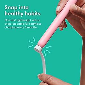 Quip Rechargeable Smart Sonic Toothbrush for Adults - Timed Electric Toothbrush with Bluetooth & Rewards App - Replaceable Brush Head, Soft Bristles, Metal Handle - Travel Toothbrush - All-Pink