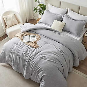 CozyLux Twin/Twin XL Comforter Set Dorm Bedding, 2 Pieces Light Grey Twin Extra Long Soft Luxury Cationic Dyeing Comforter for College, Light Gray Breathable Bed Set with 1 Comforter and 1 Pillow Sham
