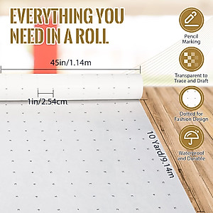 Dotted Pattern Paper for Sewing, 45 Inch x 10 Yards Tracing Paper for Pattern Drafting, Spaced Every Inch Alphanumeric Marking Paper for Dressmaking
