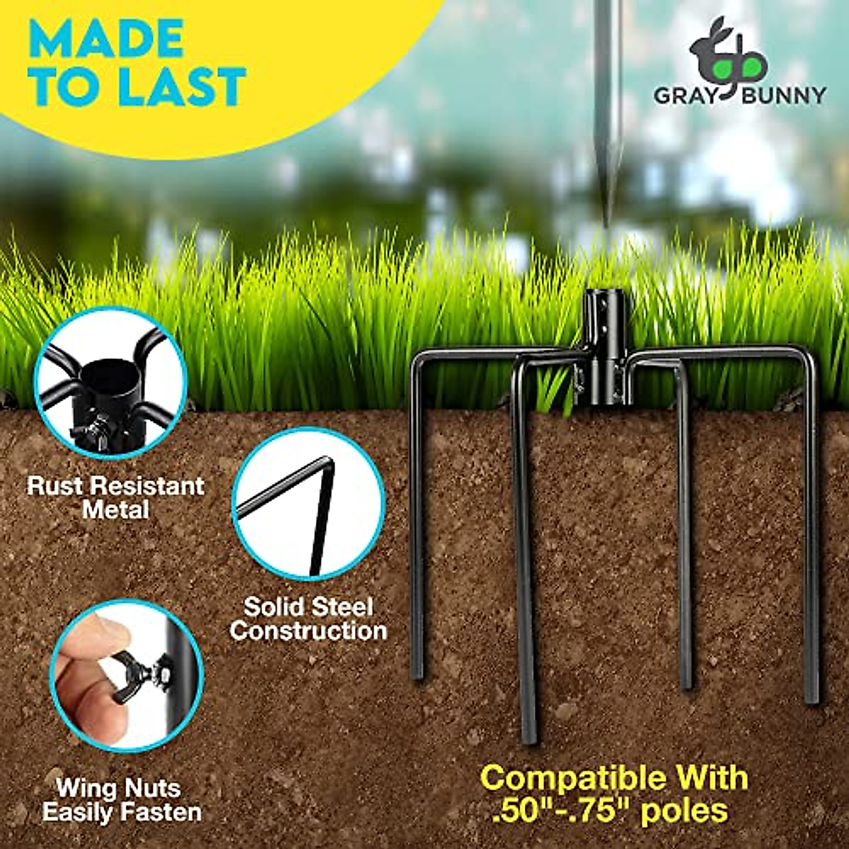 Pole Stabilizer Stand Base for Bird Feeders & Decor