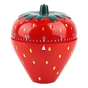 Mechanical Kitchen Timer Kitchen Reminder Alarm Clock Countdown Clock -Red Strawberry Shaped