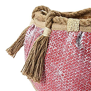 Creative Co-Op Hand-Woven Seagrass Handles, Coral Color, Set of 2 Basket, 2
