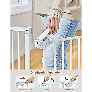 InnoTruth 29"- 39.6“ Baby Gate for Doorways and Stairs, 36" Extra Tall No Drill Wall Protected Dog Gate, 45cm Wide Walk Thru Auto Close Metal Child Gate, Easy to Install and One-Hand Opening, White