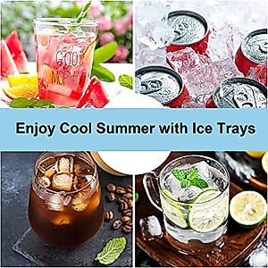 HPOPO 2PCS Silicone Ice Cube Tray Flexible and Convenient 14-cell Household Square BPA-free With Lid can be Stacked, Suitable for Cocktails Cola Whiskey other drinks, Blue