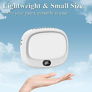 LOHAJ Portable Powerful Battery Neck Fan, Cooling Waist clip fan, Cordless Wearable fan Mini Cooler Fan Camping Fan for Outdoor Travel Office(2000mAh), White