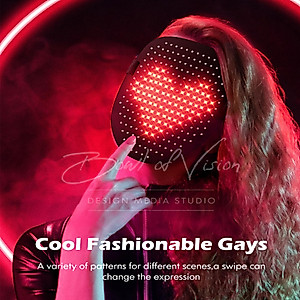 GPJYD Led Mask,Light Up Mask with Gesture Sensing,Light Up Luminous Digital Glow Mask Cool Masks for Adult/Kids Halloween Rave Dj Party Costume Cosplay Party Masquerade