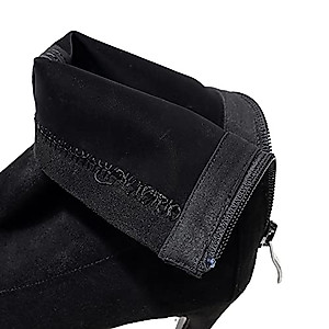 HIPPOSEUS Women's Dancing Boots Closed-toe Ballroom Party Latin Salsa Performance Ankle Dance Shoes Black 8 US