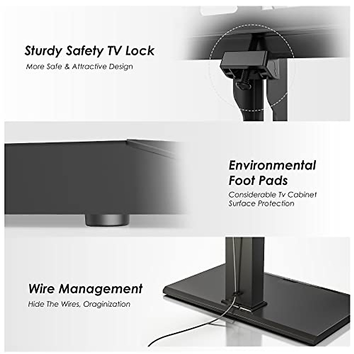 FITUEYES Floor TV Stand with Swivel Mount for 50-80 Inch Large LCD/LED TVs, Tall Corner TV Stands for Bedroom and Living Room, Easy to Assemble, Hold Up to 110 lbs,Black,TT208001MB