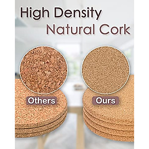 Cork Trivet, 4 Pack High Density Thick Cork Coaster Set for Hot Dishes, 8 Inch Heat Resistant Multifunctional Cork Board, Hot Pads for Table & Countertop