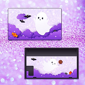 BelugaDesign Ghost Switch Skin | Halloween Spooky Cute Anime Cartoon Pastel Sticker Wrap Vinyl Decal | Kawaii Gothic Kids Girls Japanese l Compatible with Nintendo Switch (Switch Standard, Purple)