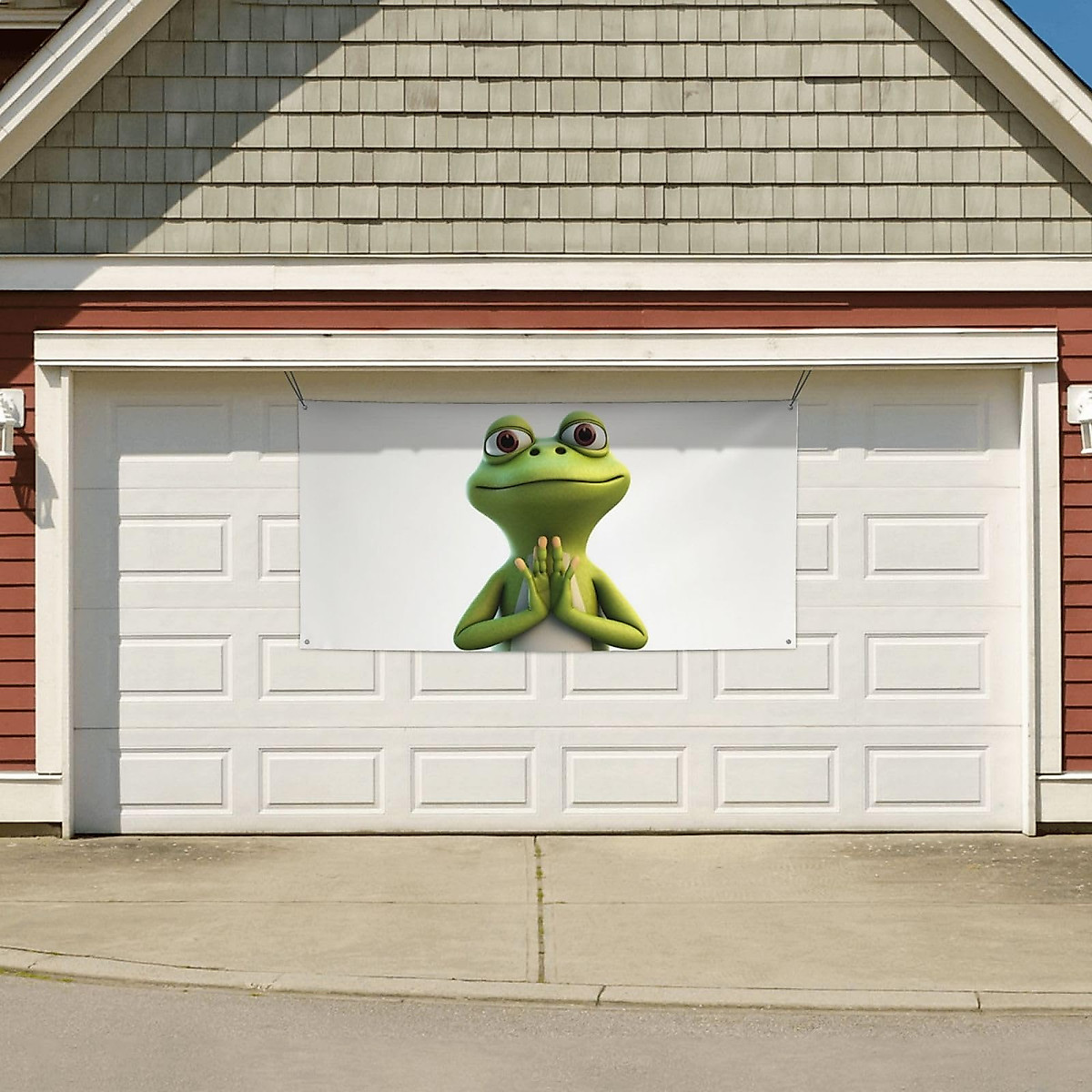 The funny frog doing yoga Printed Banners Personalized Party Banner Photo Text Background Banner Wall Banner for Halloween Party Home Decorations or Backdrops